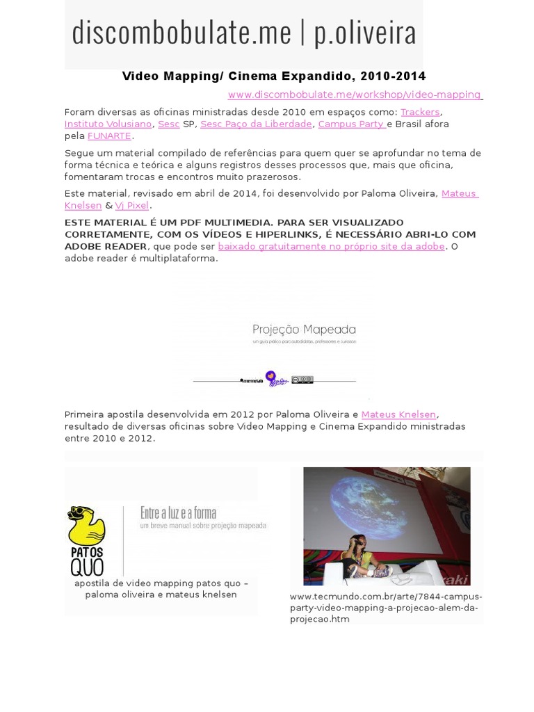 Video mapping tutorial apostila | PDF | Vídeo | Programas