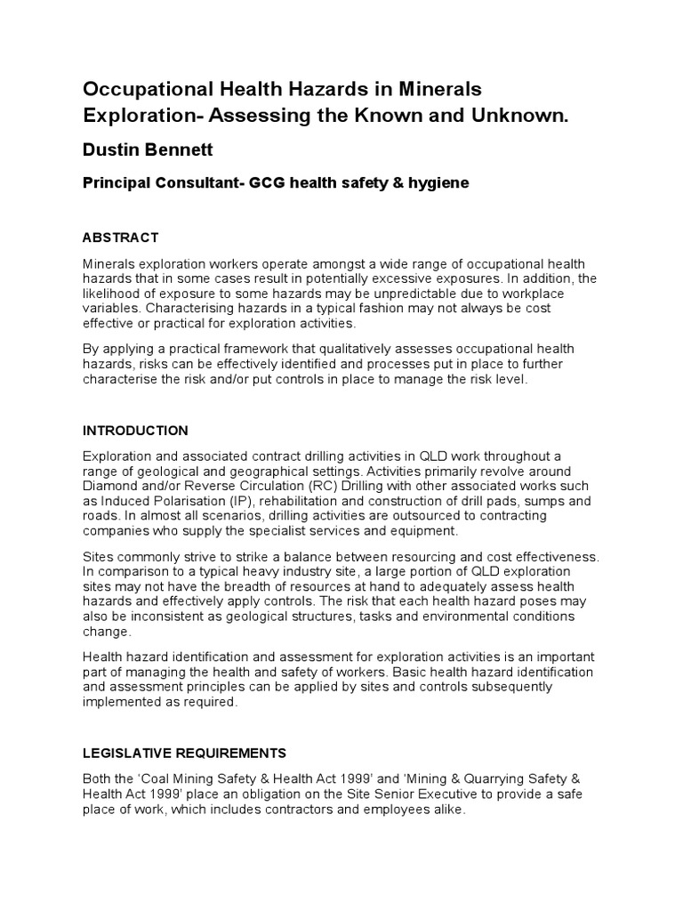 Occupational Health Hazards | PDF | Occupational Safety And Health ...