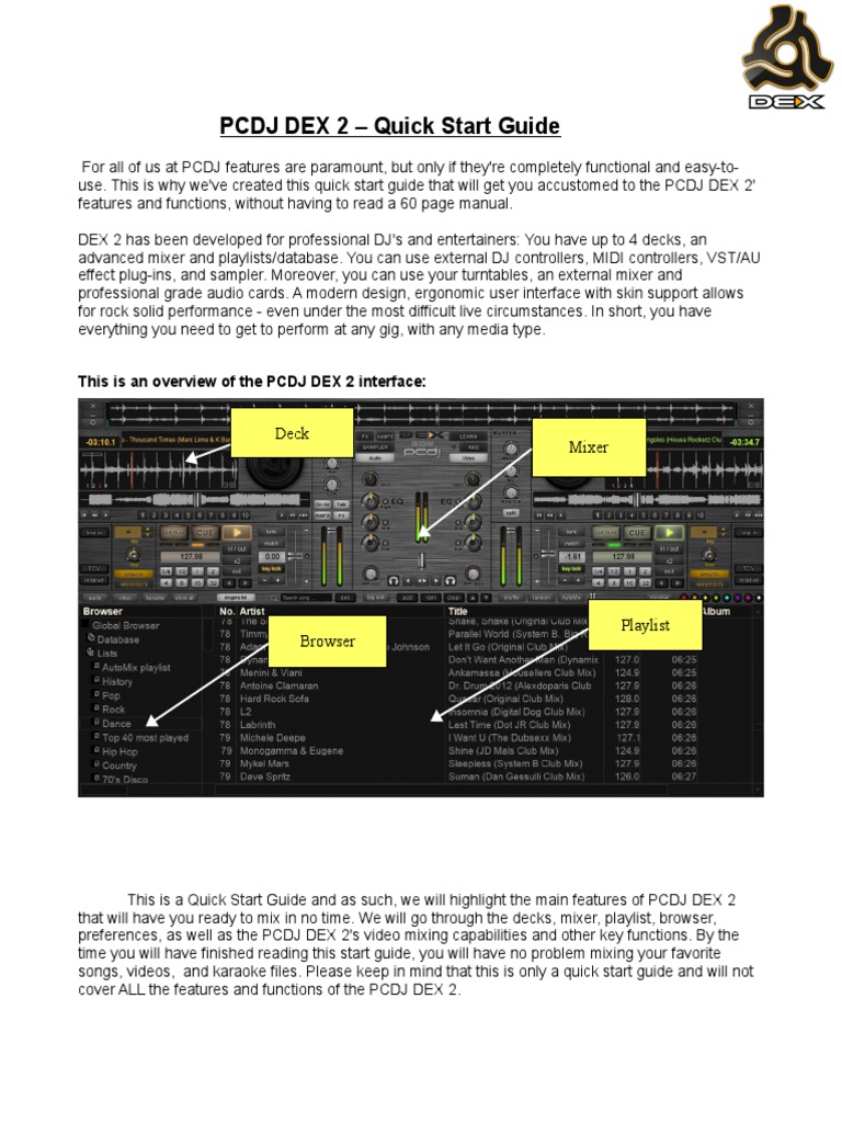 Dex Quick Start Guide | PDF | Disc Jockey | Audio Electronics