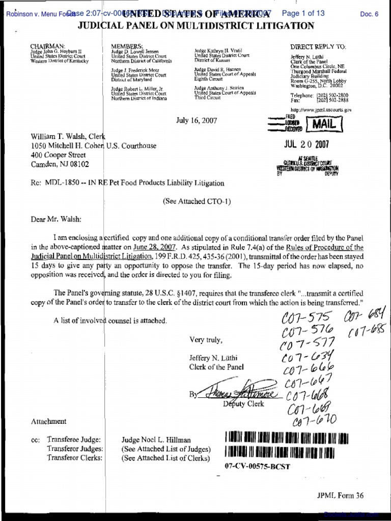 Robinson v. Menu Foods Case Document | PDF