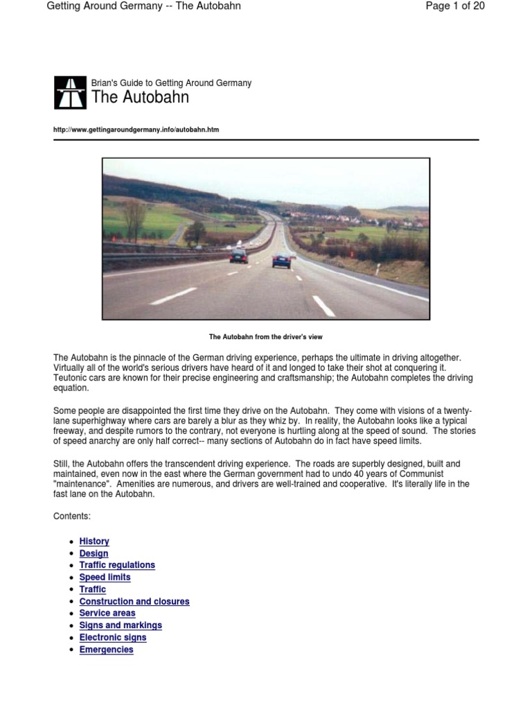 Autobahn | PDF | Speed Limit | Traffic