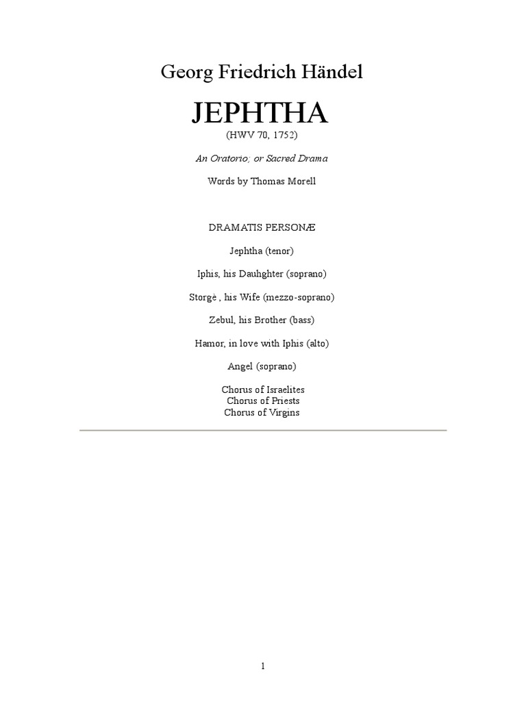 Handel, Jephtha (ENG) | Download Free PDF | Religion And Belief | Bible