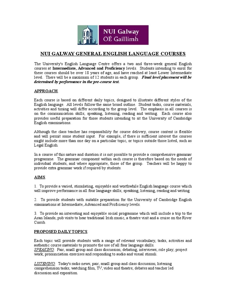 General English Course Outline - 1 | Download Free PDF | Test ...