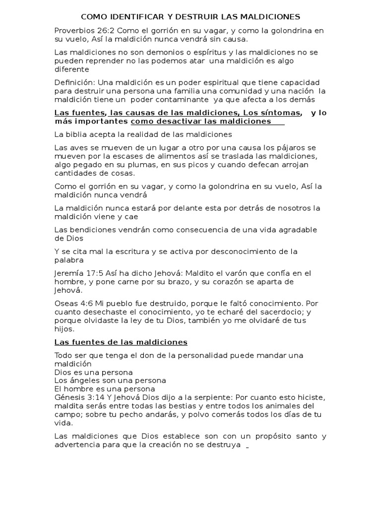 Como Identificar y Destruir Las Maldiciones | PDF | Maldición | Pecado