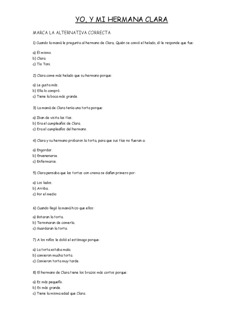 Yo, y Mi Hermana Clara | Dinero | Alimentos
