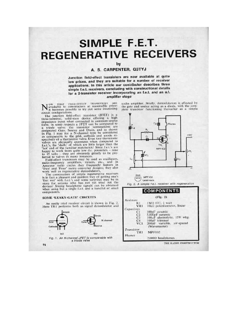 Simple FET Regenerative Receivers | PDF