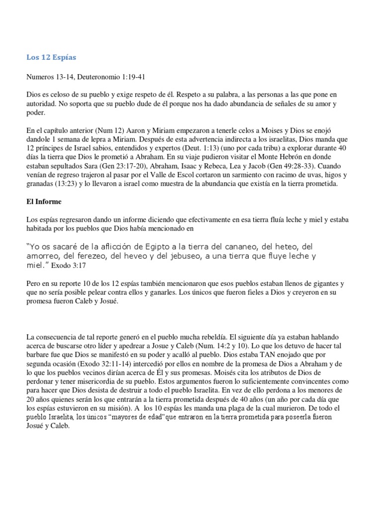 Informe de los 12 Espías y su Lección | PDF | Moisés | Joshua