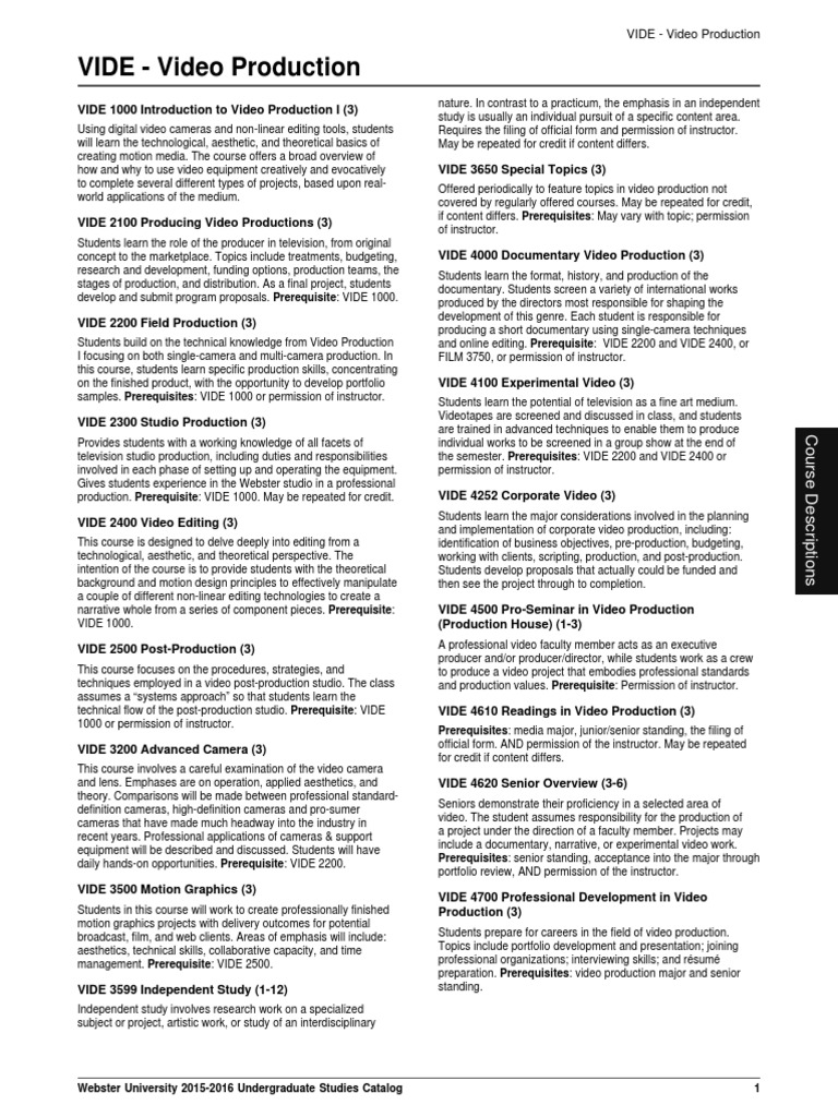 VIDE - Video Production | PDF | Video | Cognition