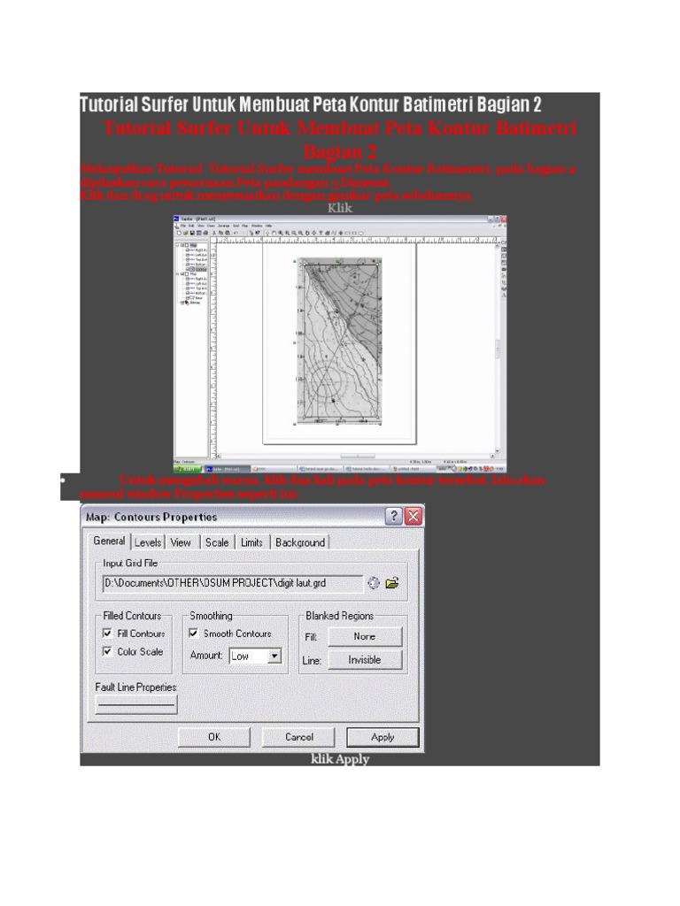 Tutorial Surfer Untuk Membuat Peta Kontur Batimetri Bagian 2 | PDF