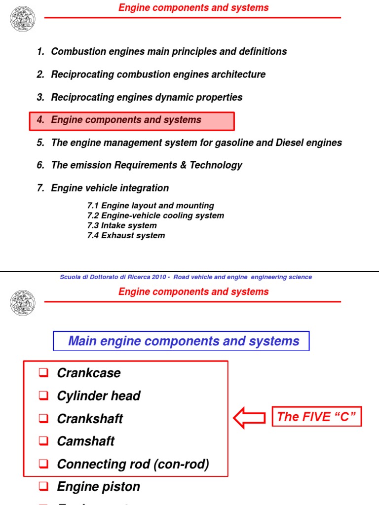 Engine Components and Systems Overview | PDF | Internal Combustion ...