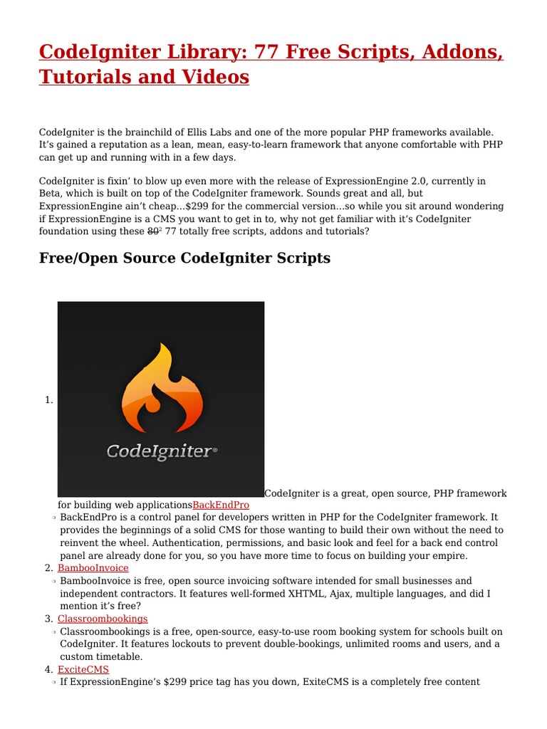 Codeigniter Library: 77 Free Scripts, Addons, Tutorials and Videos ...