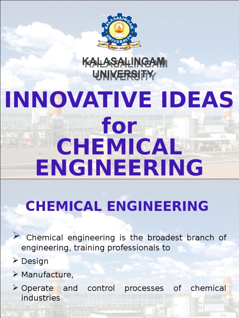 Innovative Ideas for Chemical Engineering Students | Curriculum ...