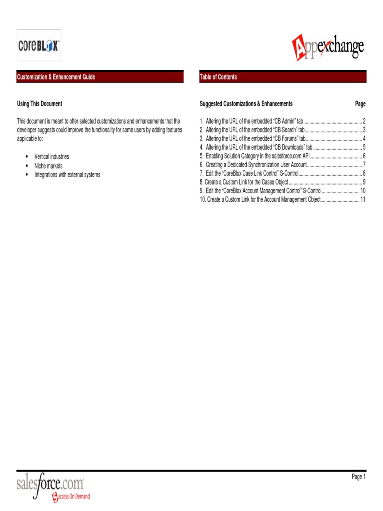 Customize CoreBlox Integration | PDF | Salesforce.Com | Tab (Gui)