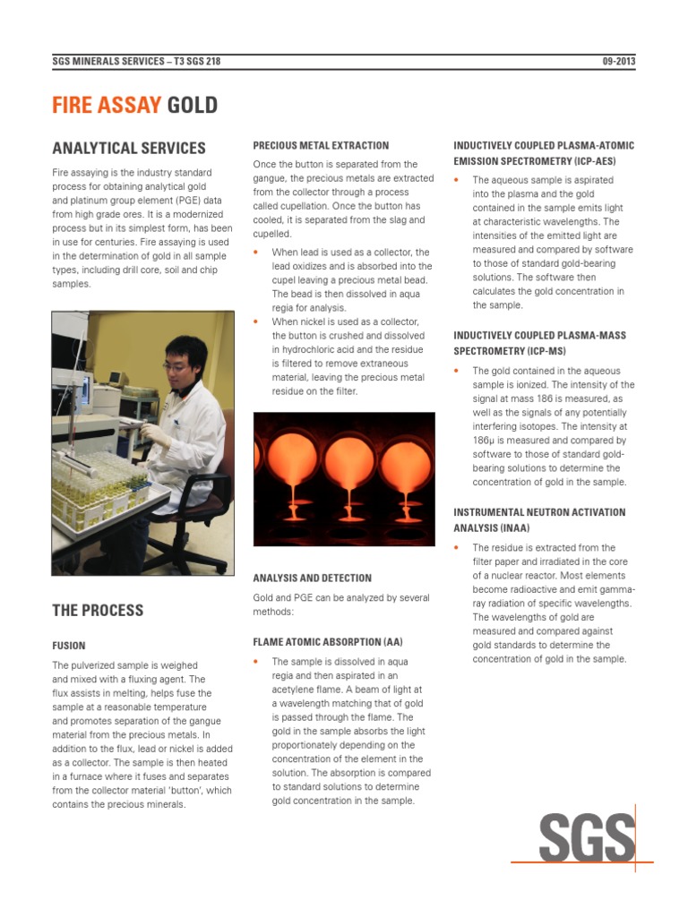 SGS MIN WA292 Fire Assay Gold en 11 - Tipos de Analisis para AU | PDF ...
