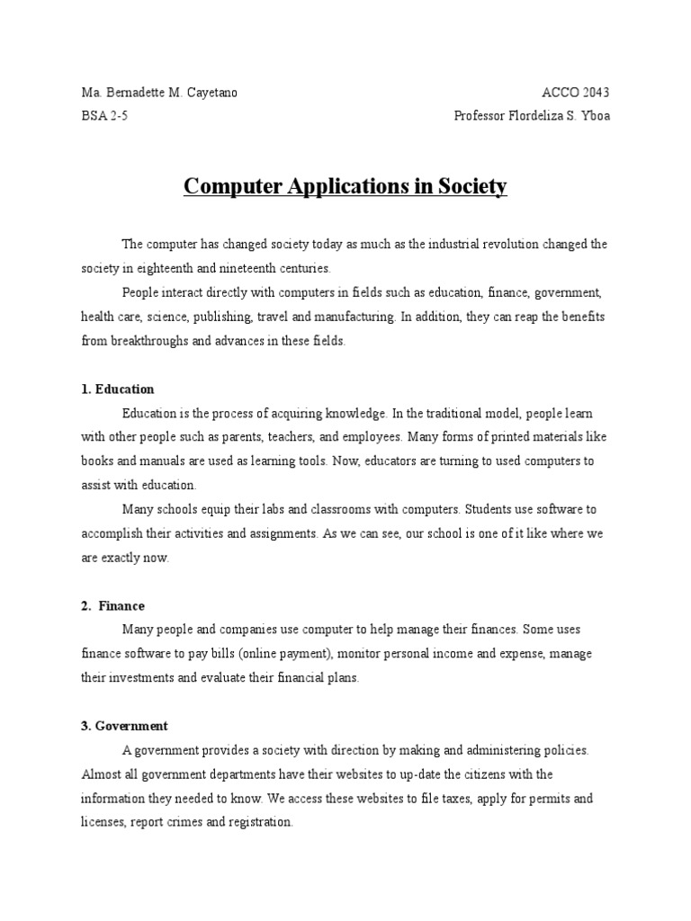 Computer Applications in Society | Publishing | Health Care