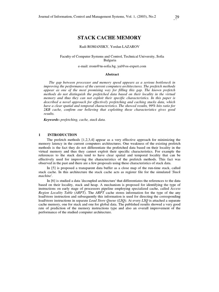 Stack and Cache | PDF | Cpu Cache | Subroutine