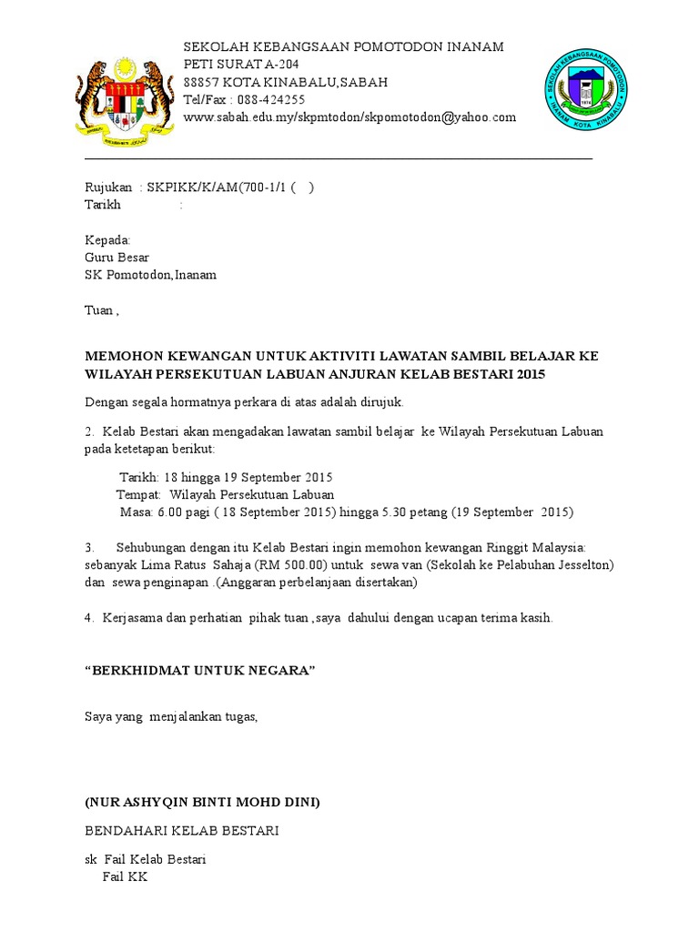 Surat Mohon Sumbangan Lawatan Sambil Belajar Pdf - Riset