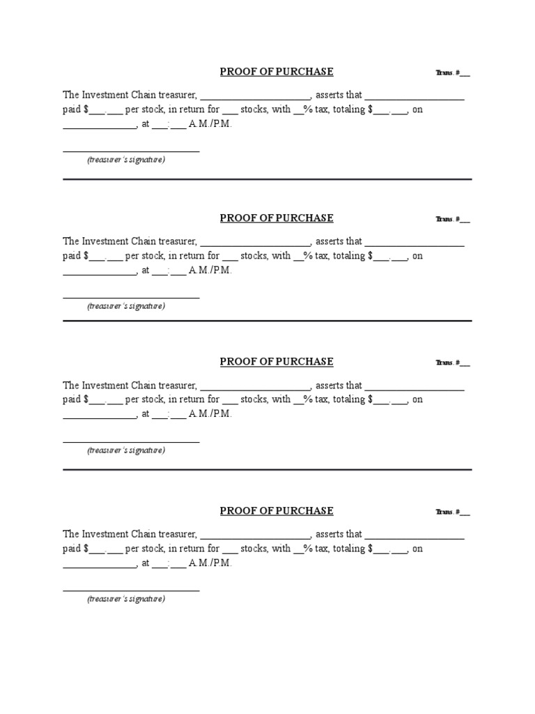 Proof of Purchase Document Template | PDF