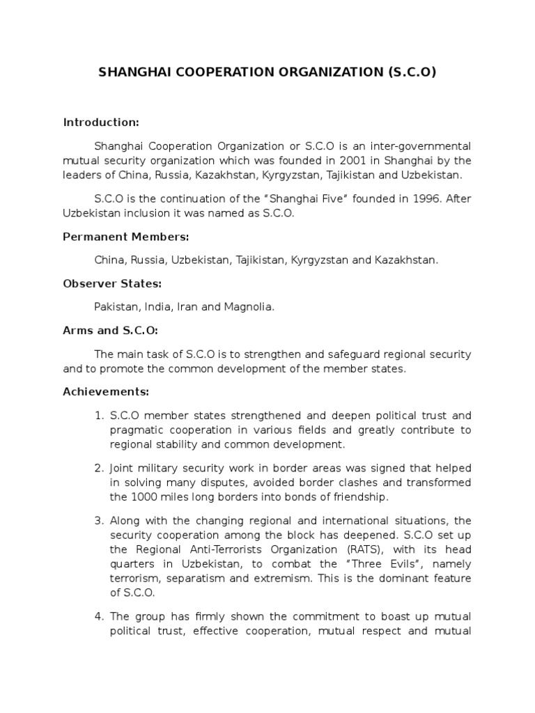 Organizations Saarc Sco Uno Eco Pdf Economic And Monetary