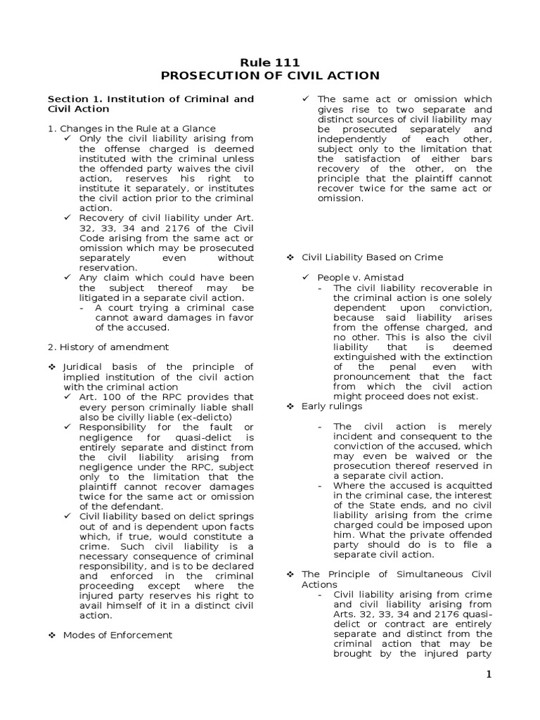 Rule 111 Prosecution of Civil Action | PDF | Acquittal | Lawsuit