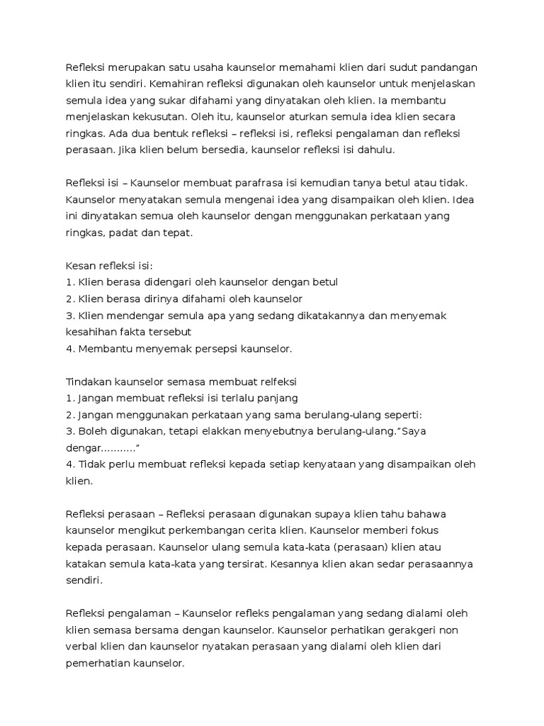 Contoh Refleksi 1 | PDF