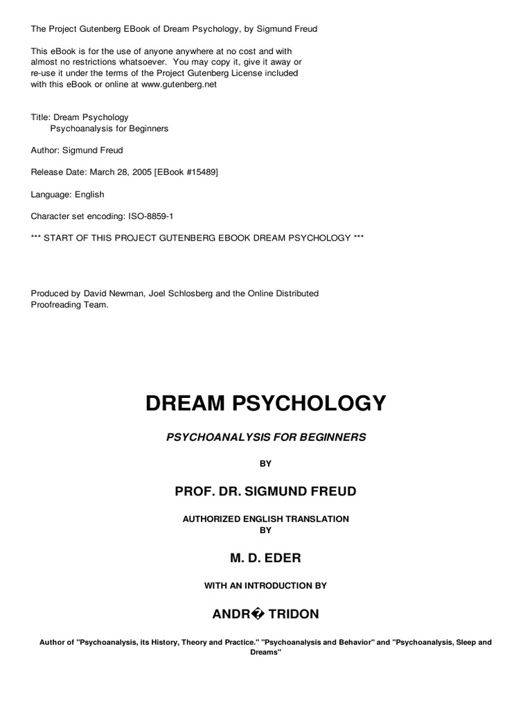 Dream Psychology | PDF | Dream | Sigmund Freud