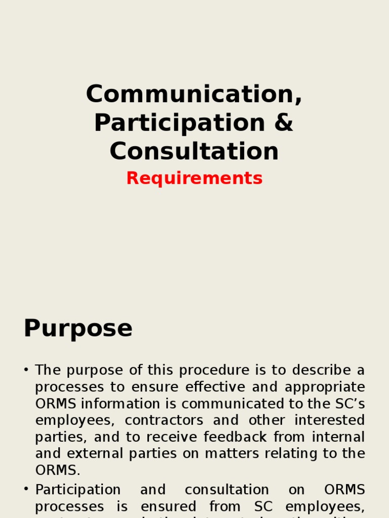 Communication, Participation & Consultation | PDF | Communication ...