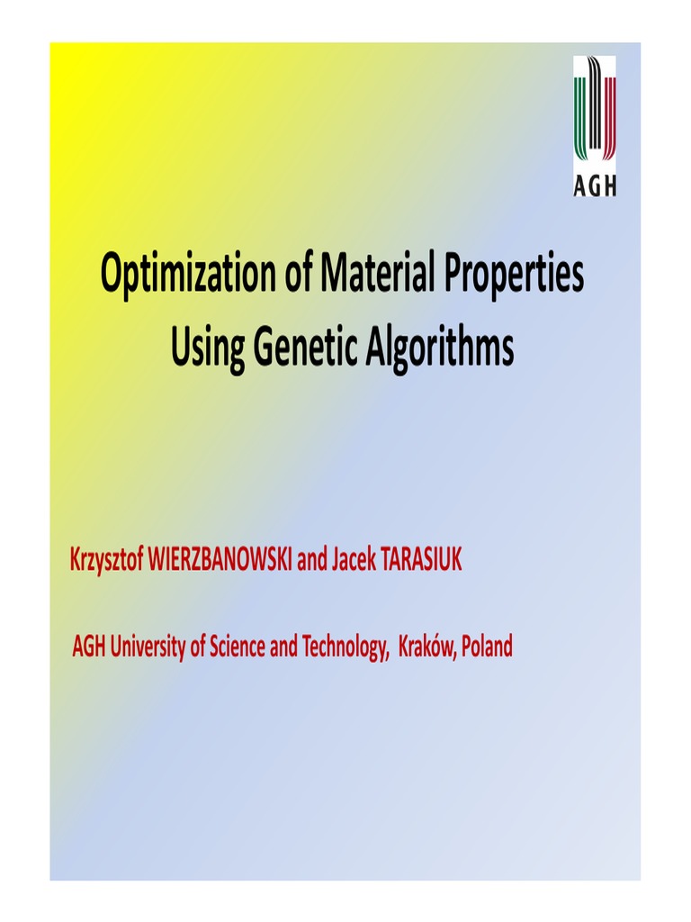 Optimization of Material Properties Using Genetic Algorithms | PDF | Genetic Algorithm ...
