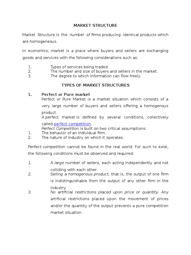 Market Structure Types & Analysis | PDF | Perfect Competition | Long ...