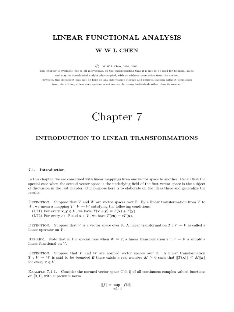 Linear Functional Analysis | PDF | Operator (Mathematics) | Linear Map