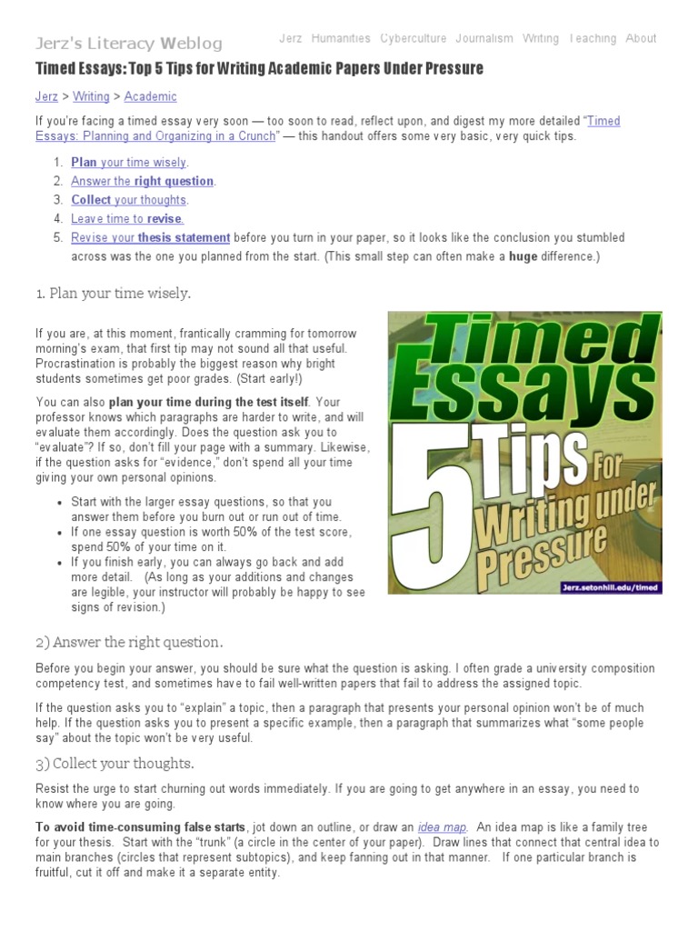Timed Essays: Top 5 Tips For Writing Academic Papers Under Pressure ...