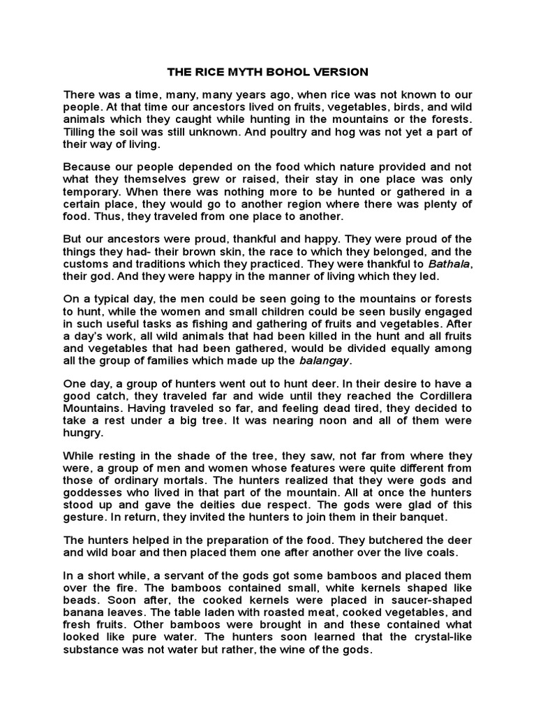 The Rice Myth Bohol Version | PDF