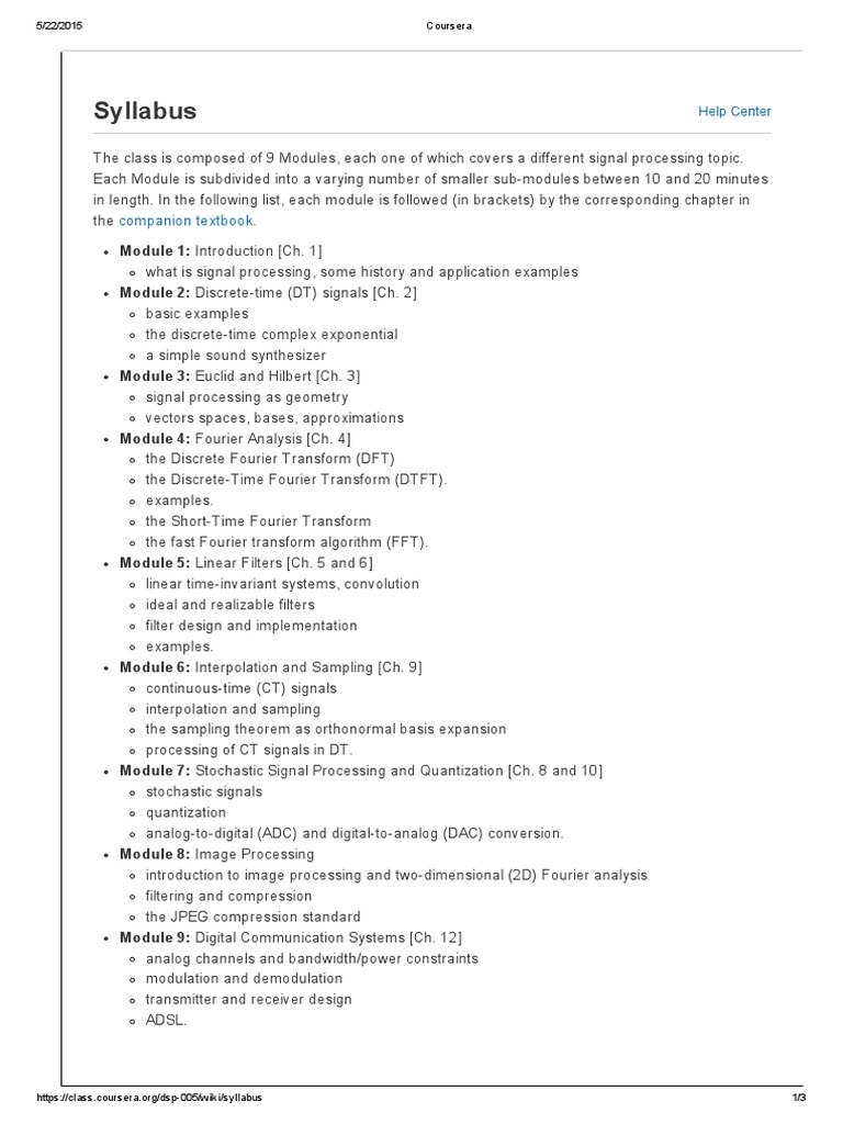 DSP Syllabus | PDF | Digital Signal Processing | Discrete Fourier Transform
