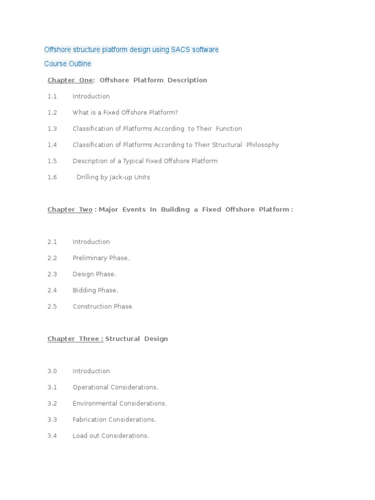 Offshore Structure Platform Design Using SACS Software | PDF | Deep ...