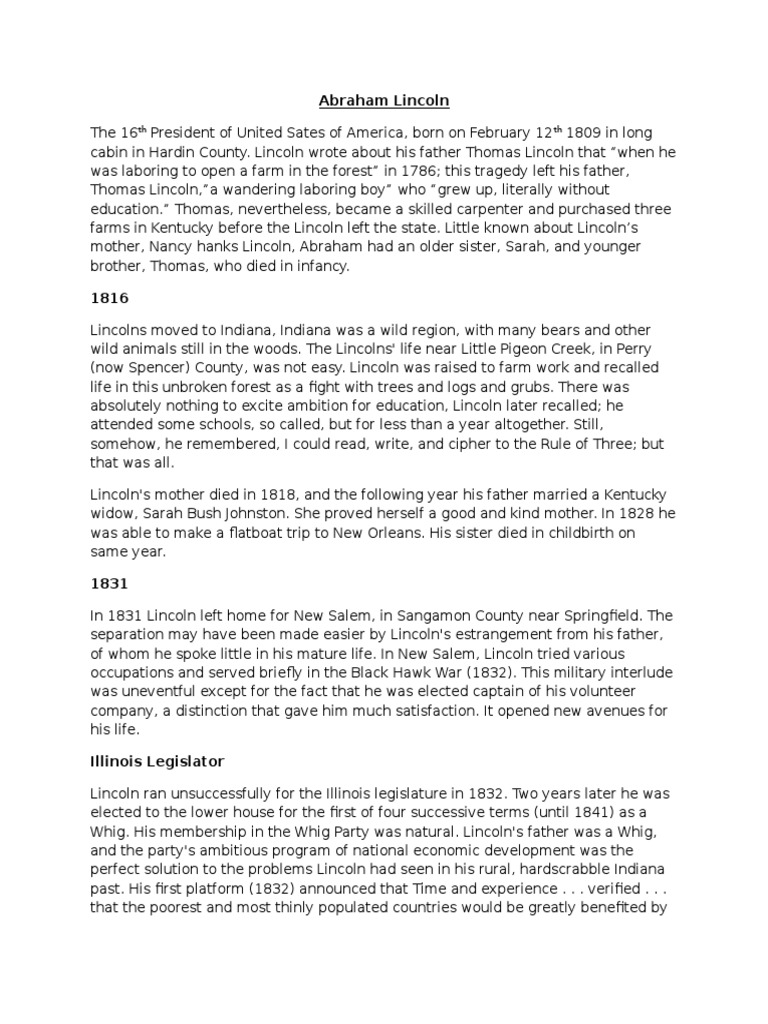 Abraham Lincoln Assignment | PDF | Abraham Lincoln | American Civil War