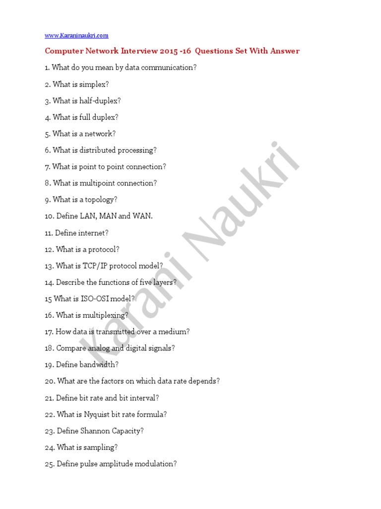 Computer Interview Q | PDF | Bit Rate | Computer Network Computer Interview Q | PDF | Bit Rate | Computer Network