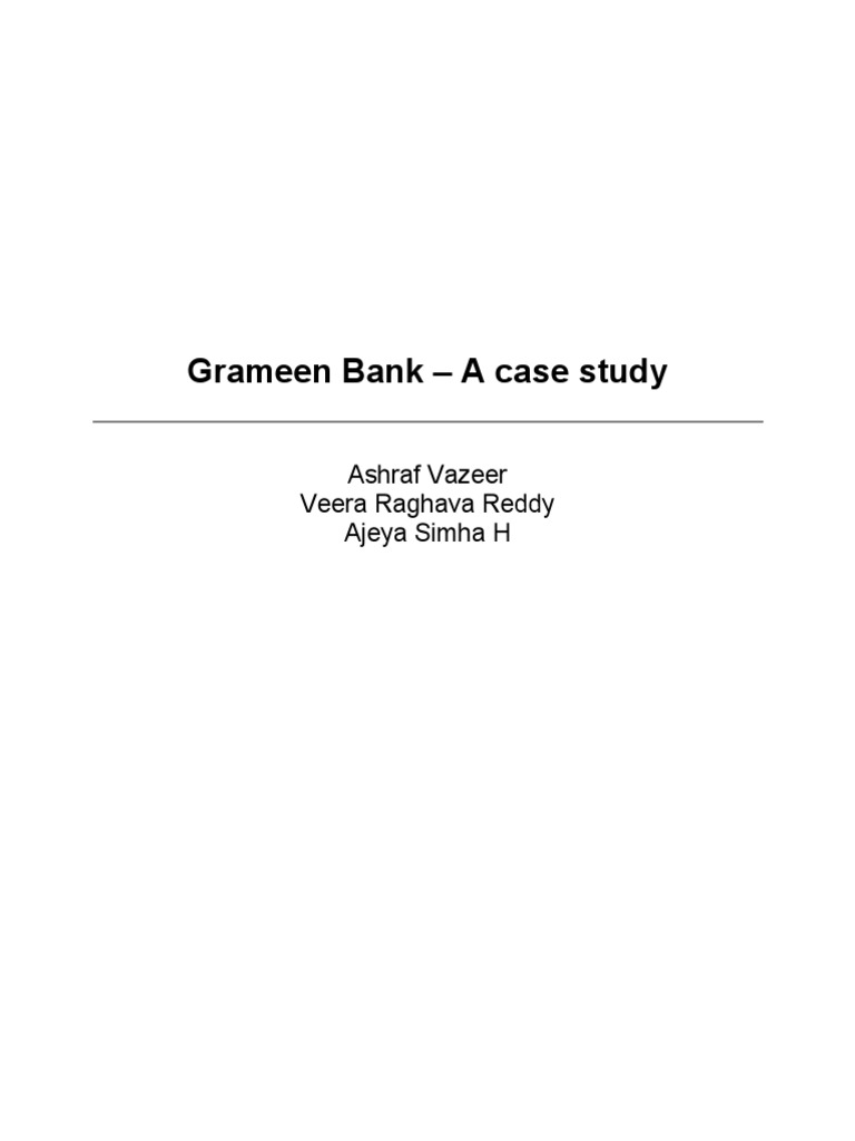 Grameen Bank - A Case Study | PDF | Grameen Bank | Loans