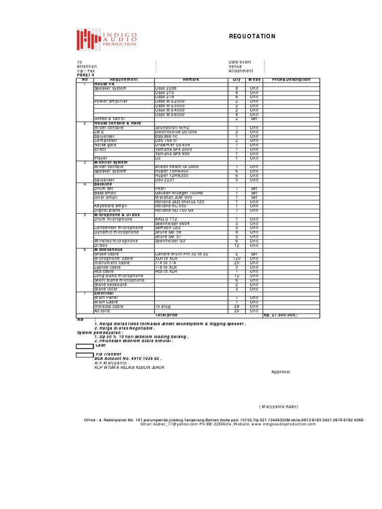 Quotation for Sound System Package | PDF | Technology & Engineering