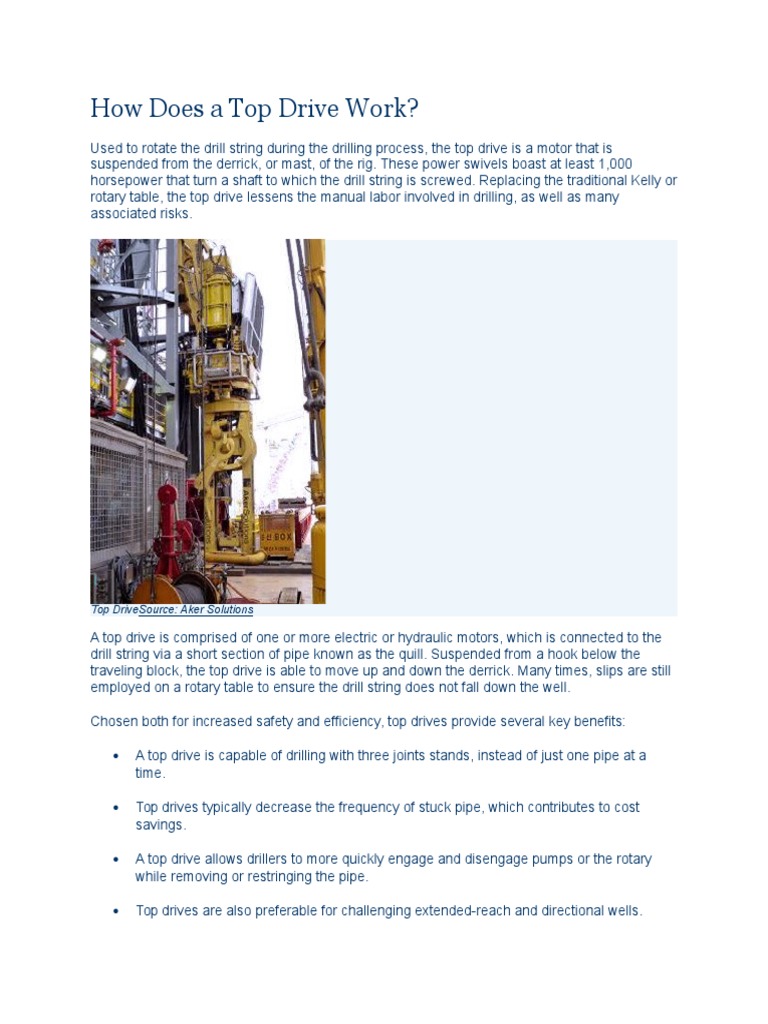 How Does A Top Drive Work?: Top Drivesource: Aker Solutions | PDF