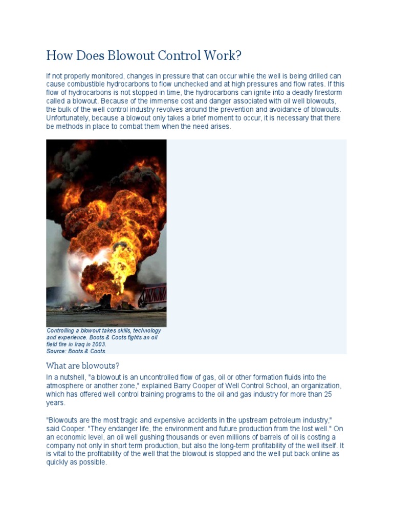 How Does Blowout Control Work | PDF | Blowout (Well Drilling) | Petroleum