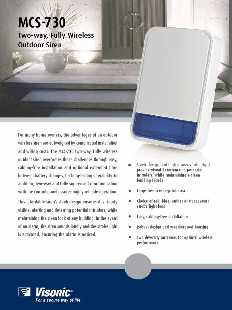 Visonic MCS-730 Data Sheet | PDF | Electrical Engineering | Manufactured Goods