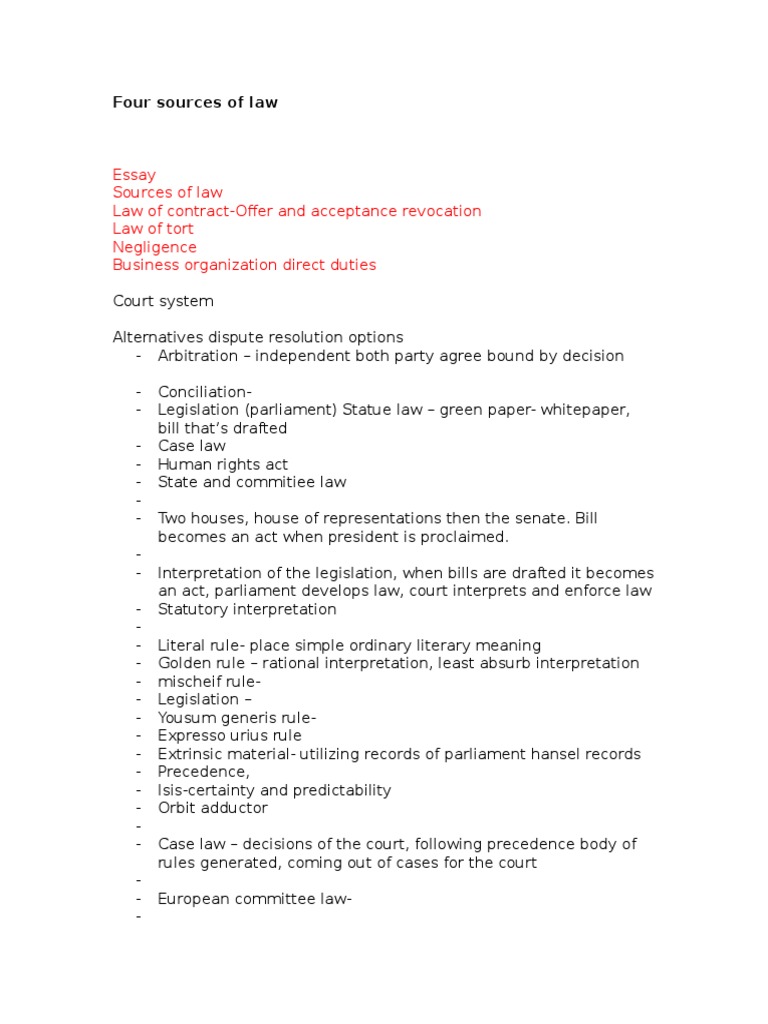 Four Sources of Law | PDF | Law Of Agency | Government Information