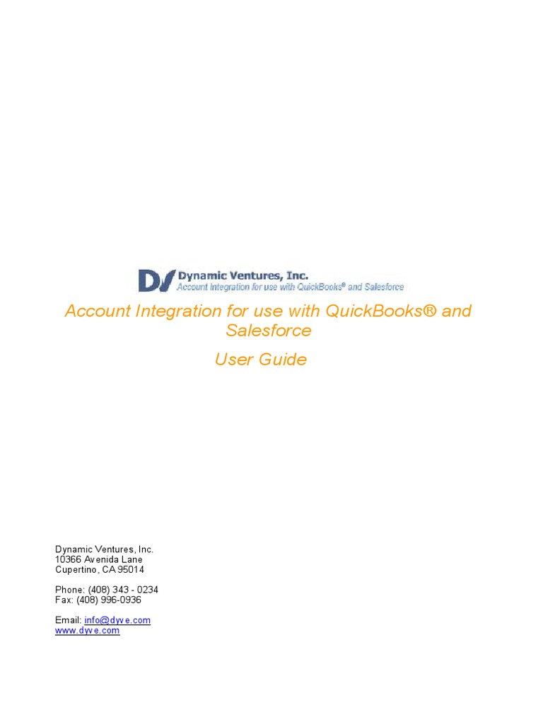 Account Integration For Use With Quickbooks® and Salesforce User Guide ...