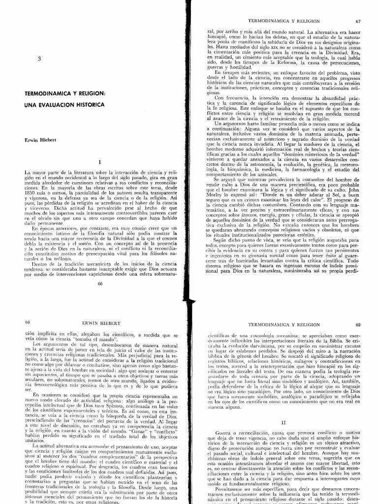 Termodinámica y Religión - Erwin Hiebert | PDF | Entropía | Termodinámica