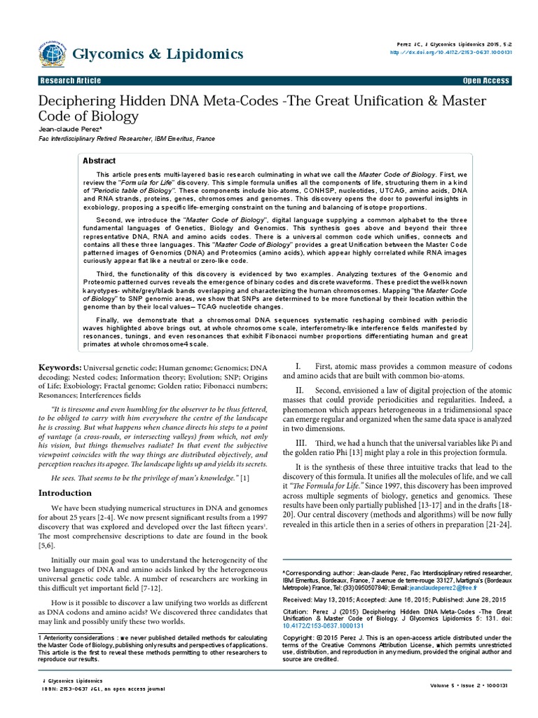 Deciphering Hidden DNA Meta-Codes - The Great Unification & Master Code ...