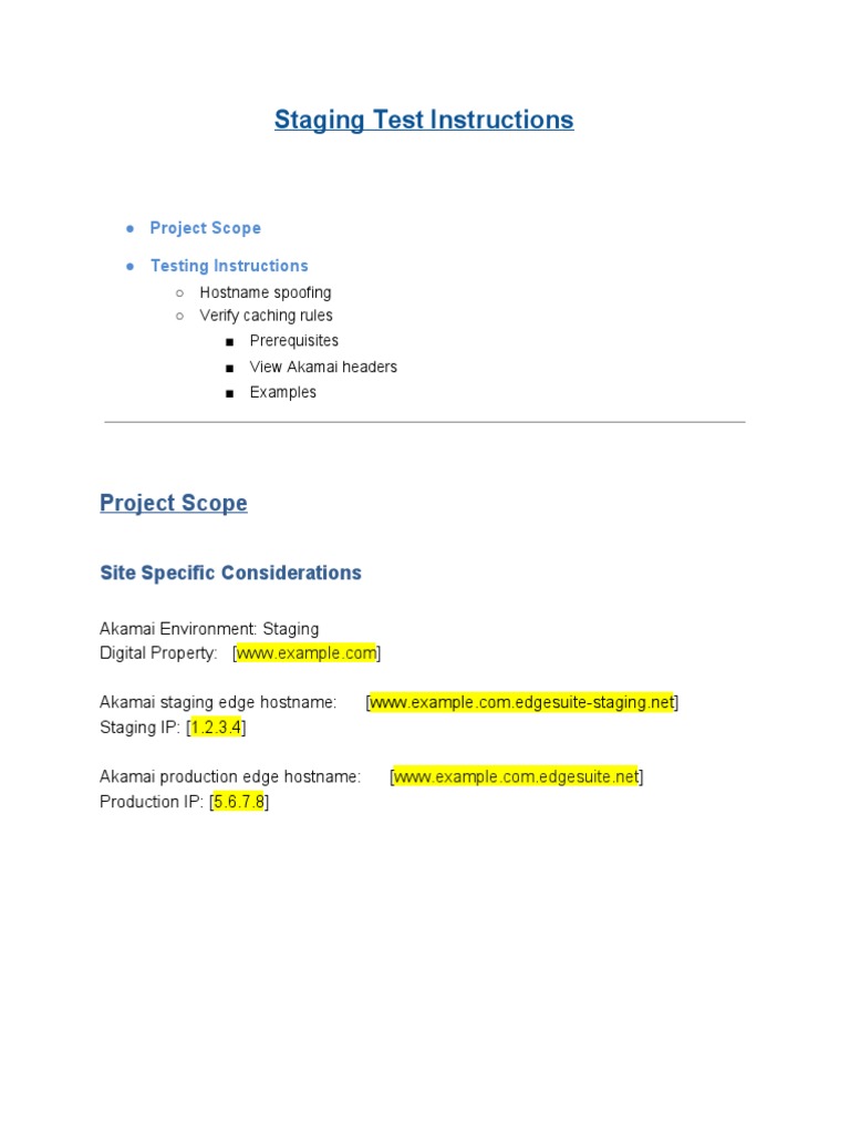 Akamai Staging Test Instructions | PDF | Hypertext Transfer Protocol ...