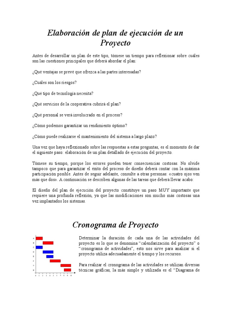 Elaboración de Plan de Ejecución de Un Proyecto | PDF | Beneficio ...
