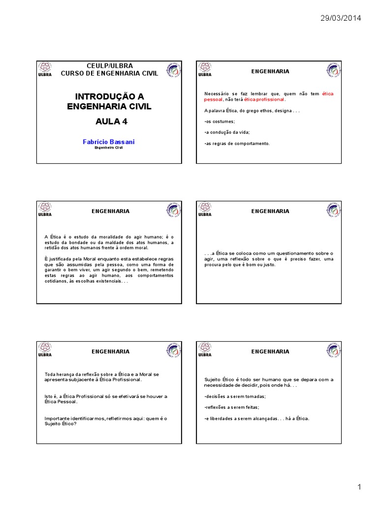 Aula 4 Introducao A Engenharia Civil Pdf Pdf Engenharia Moralidade