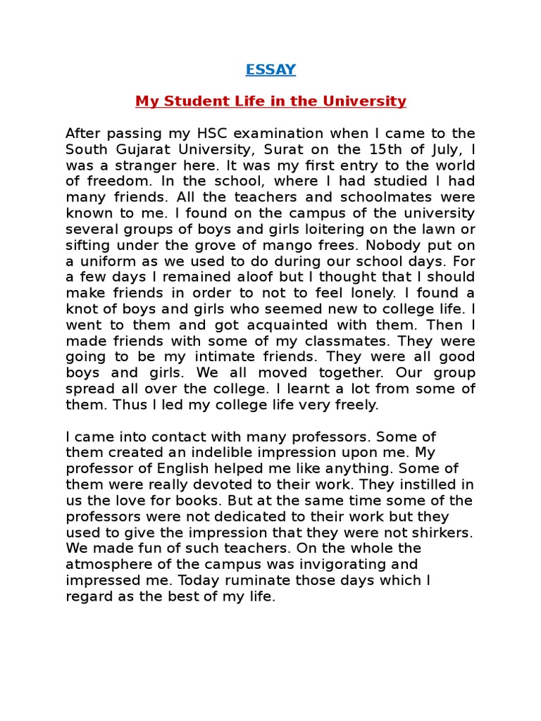 My Student Life in University | PDF | Wellness