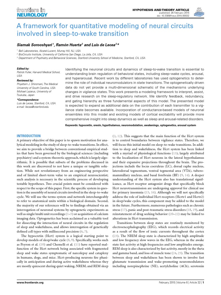A Framework For Quantitative Modeling of Neural Circuits Involved in ...